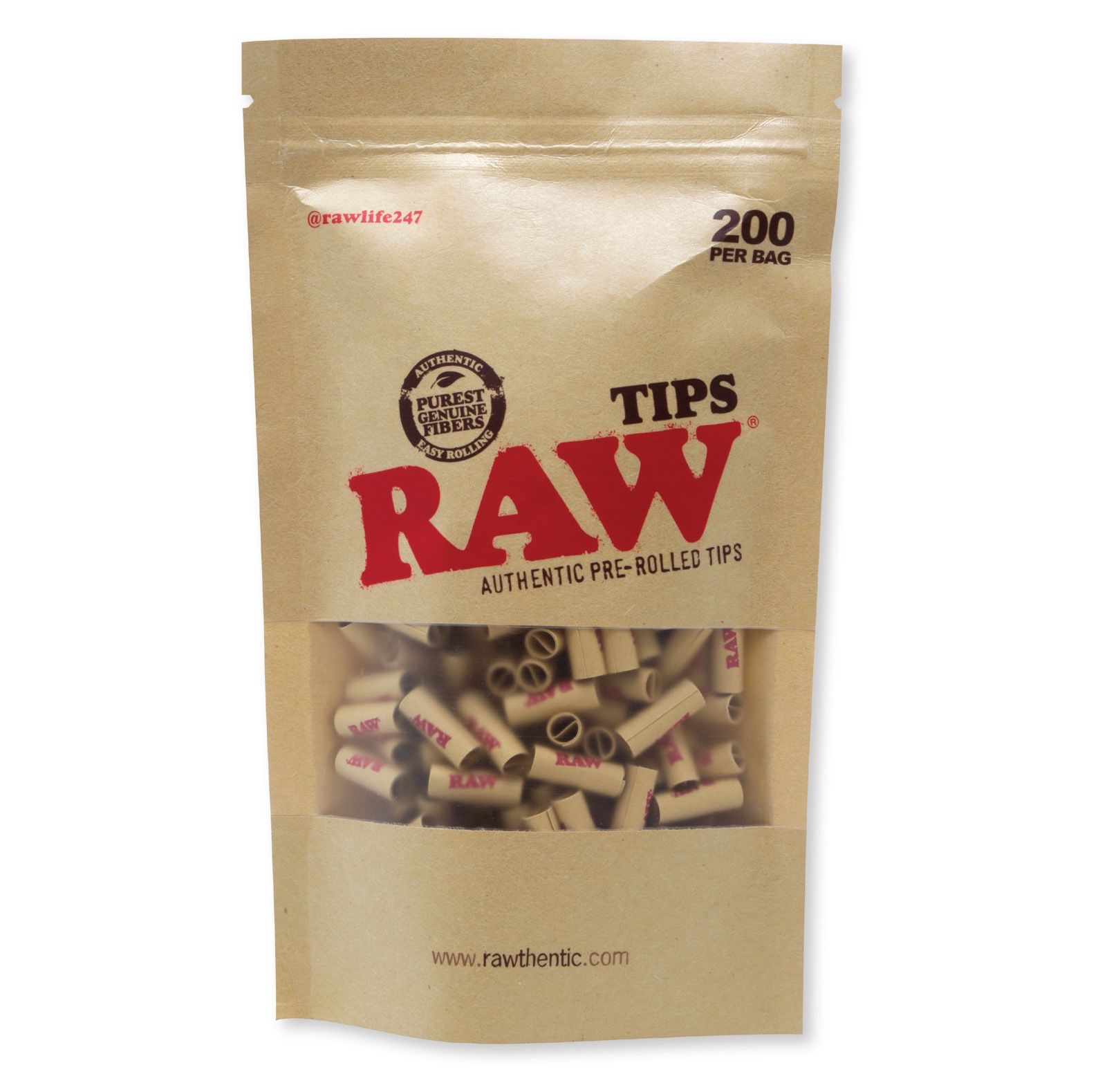 RAW PRE-ROLLED TIPS BAG 200CT - SMOKE VALLEY
