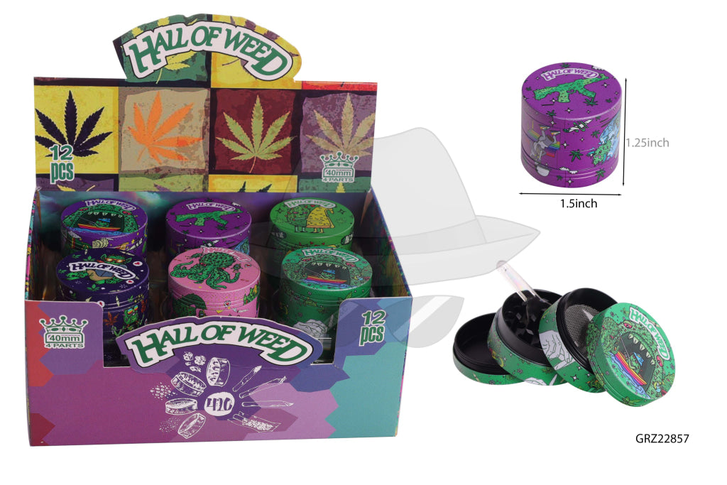 Hall of Weed Zinc Grinder 12ct GRZ22857 - SMOKE VALLEY
